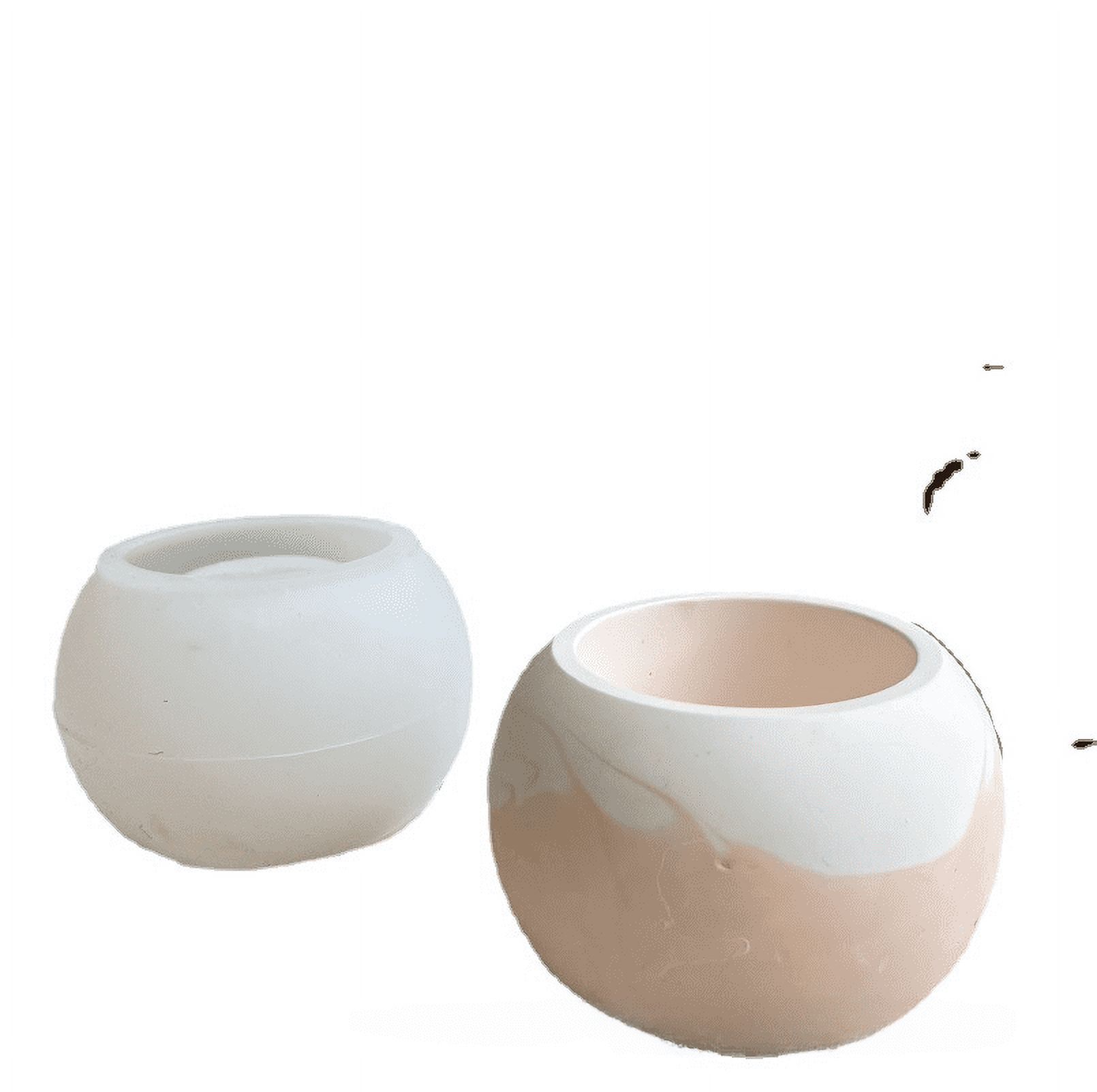 Round Flower Pot Silicone Mold Fleshy Flower Pot Mirror Resin Gypsum ...
