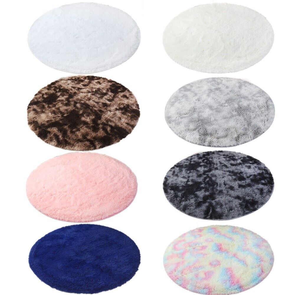 Round Fluffy Rug Faux Fur Round Rug Shaggy Floor Area Carpet for Living ...