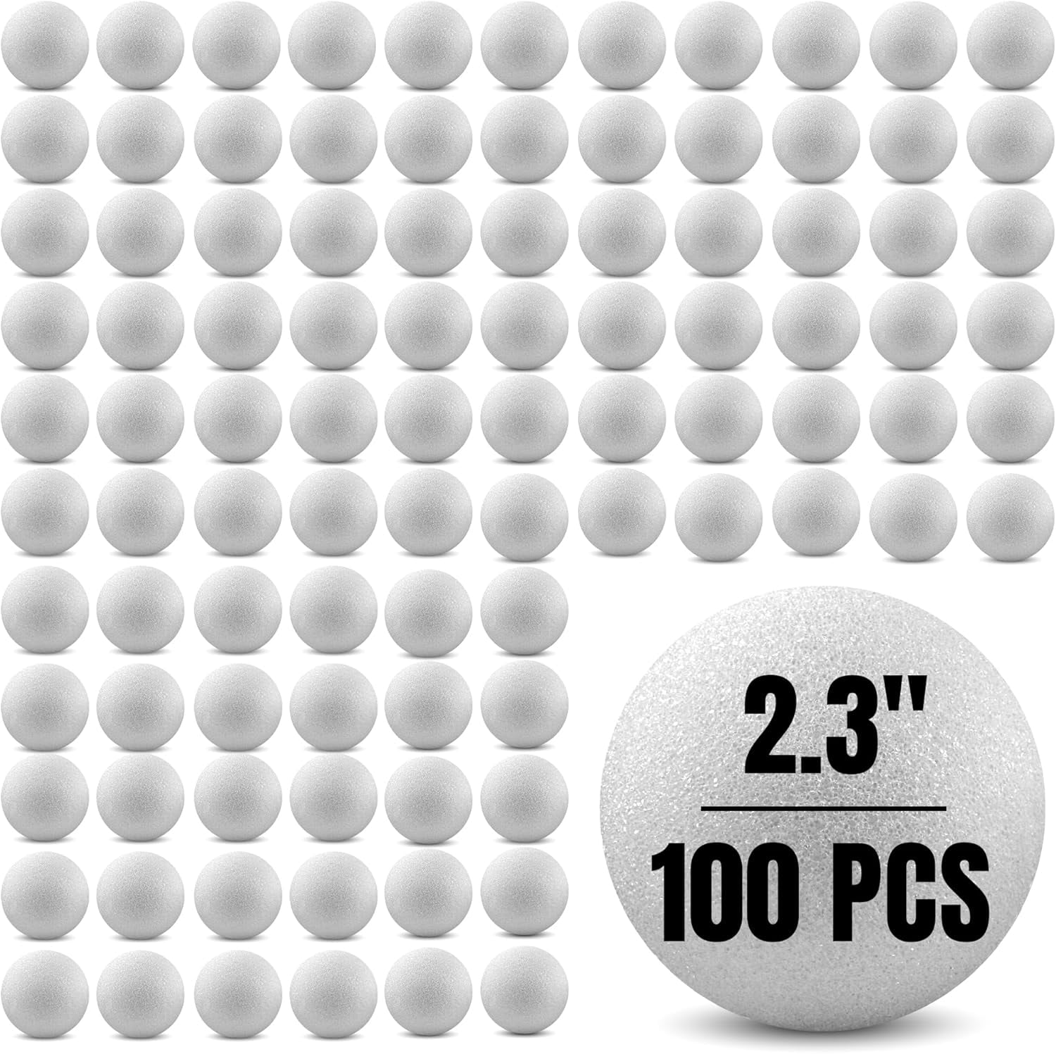 Round Foam Balls for Crafts - 2.3-Inch White Craft Foam (XPS) for Arts Small Foam Balls for ...