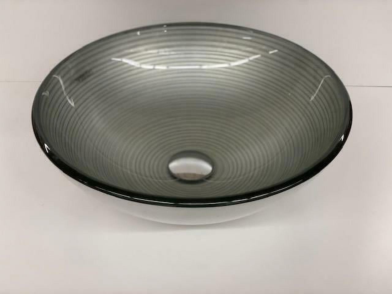 Round Foil Underlay Bathroom Sink Silver Tempered Glass Vessel Sink ...