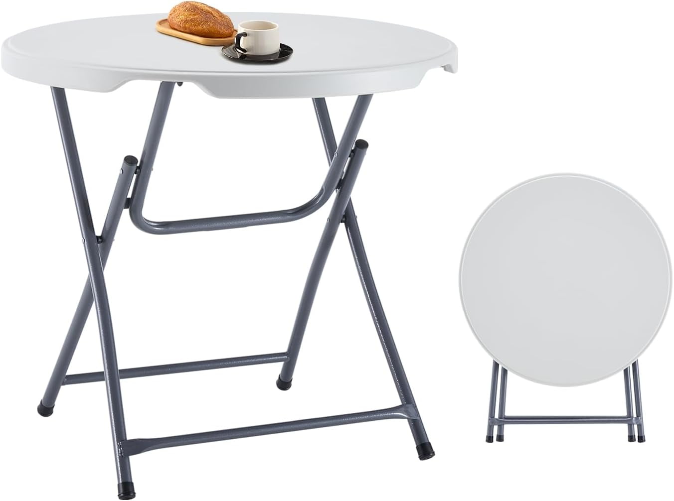 Round Folding Cocktail Table 2.63ft, Indoor/Outdoor High Top Foldable ...