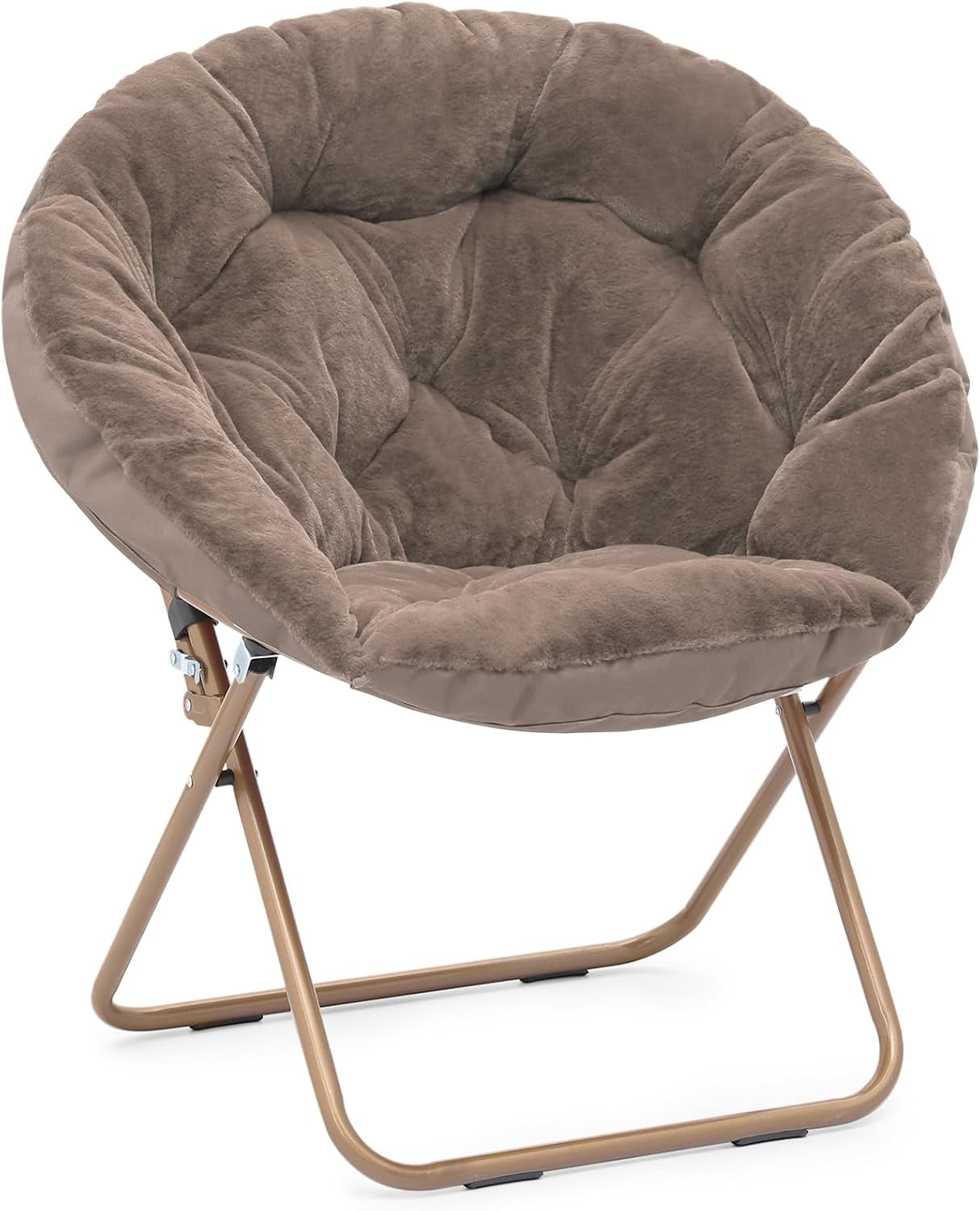Round Folding Faux Fur Saucer Chair,Moon Chair for Bedroom Living Room ...