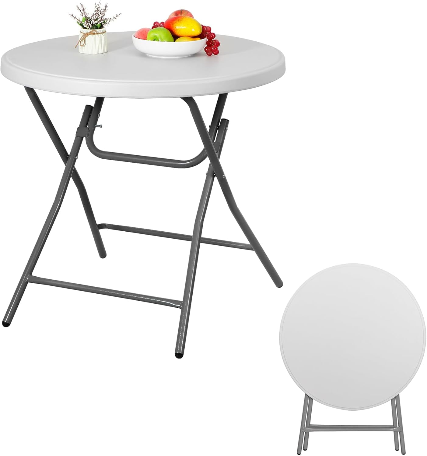 Round Folding Table 2.6 Foot Portable Heavy Duty Plastic Foldable Table ...