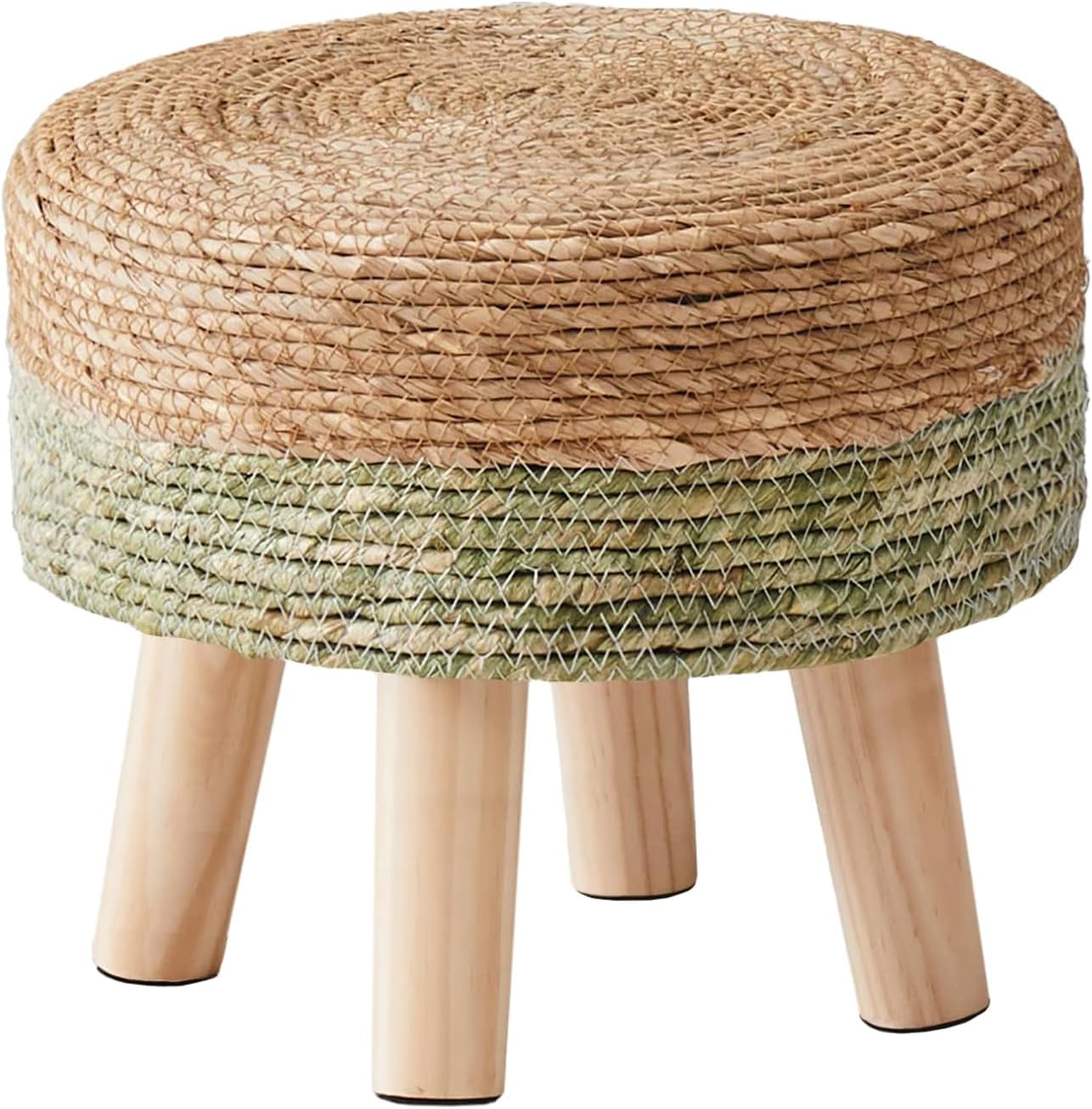 Round Foot Stool Natural Poufs Ottoman Hand Weave Footrest Stool for ...
