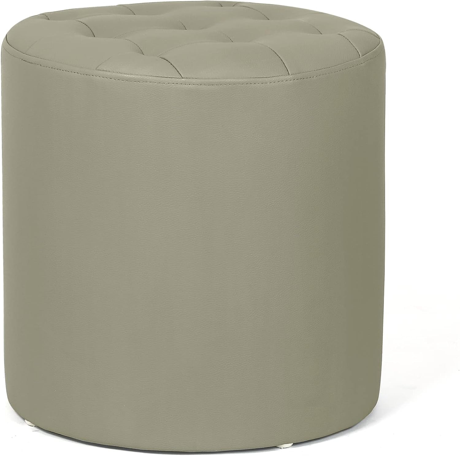 Round Footrest Ottoman Upholstered Tufted Leather Footstools for Living ...