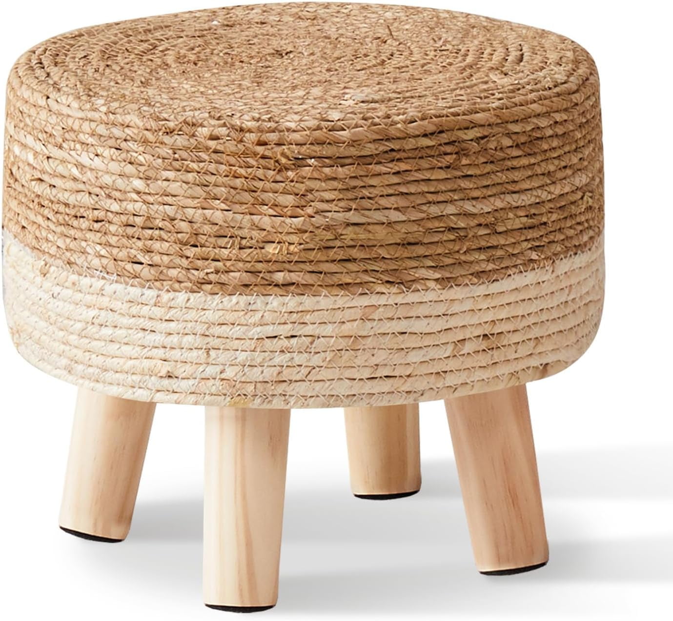 Round Footstool Natural Seagrass Poufs Ottoman Hand-Weave Footrest ...