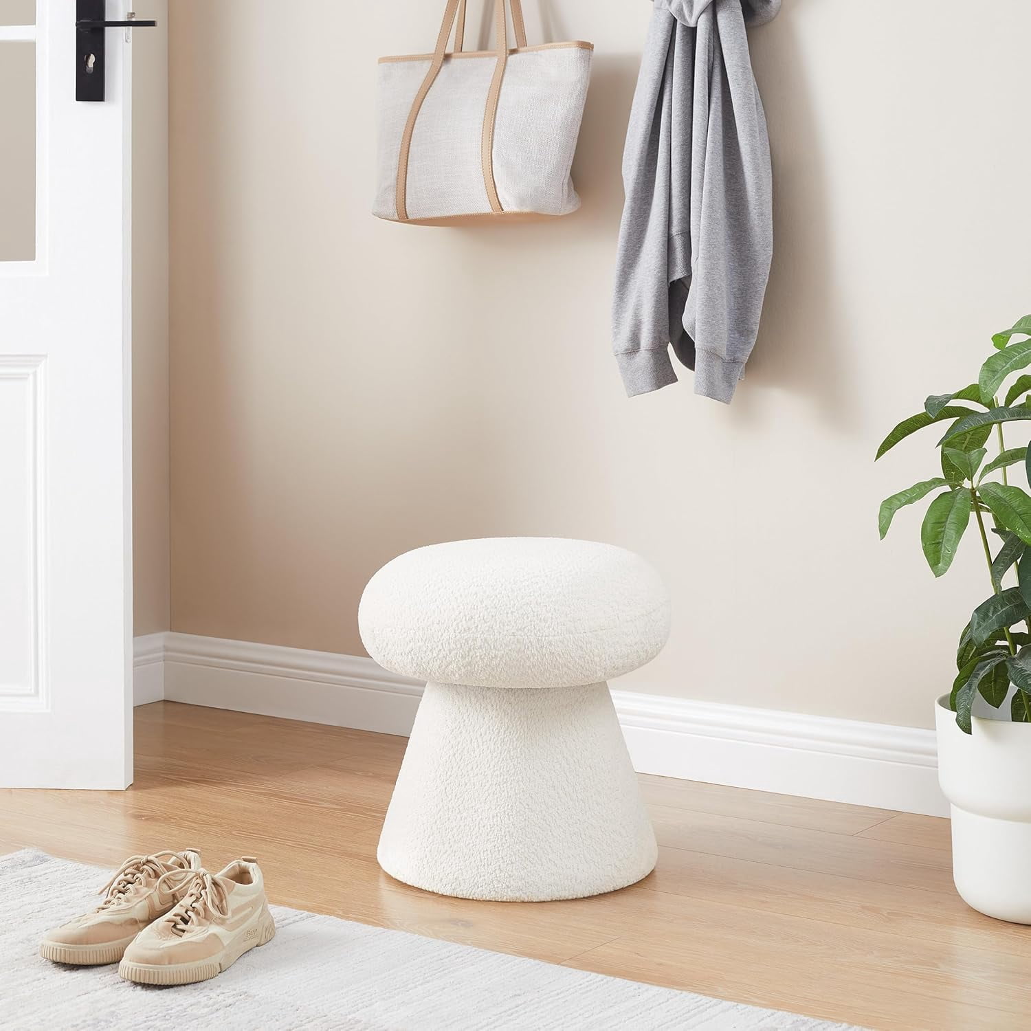 Round Footstool Ottoman, Mushroom Foot Rest Stool, Small Upholstered ...