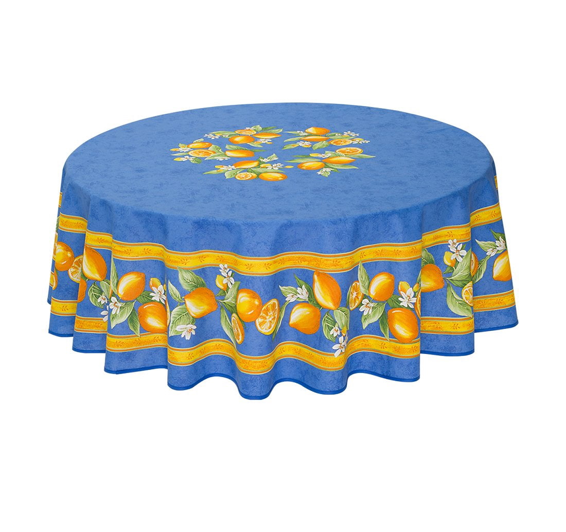 Round French Provencal Tablecloth Citron Blue, 70
