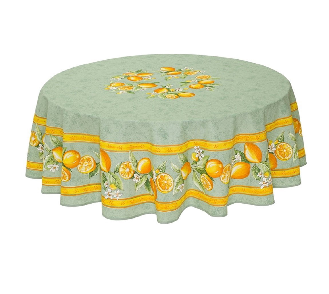 Round French Provencal Tablecloth Citron Green, 70