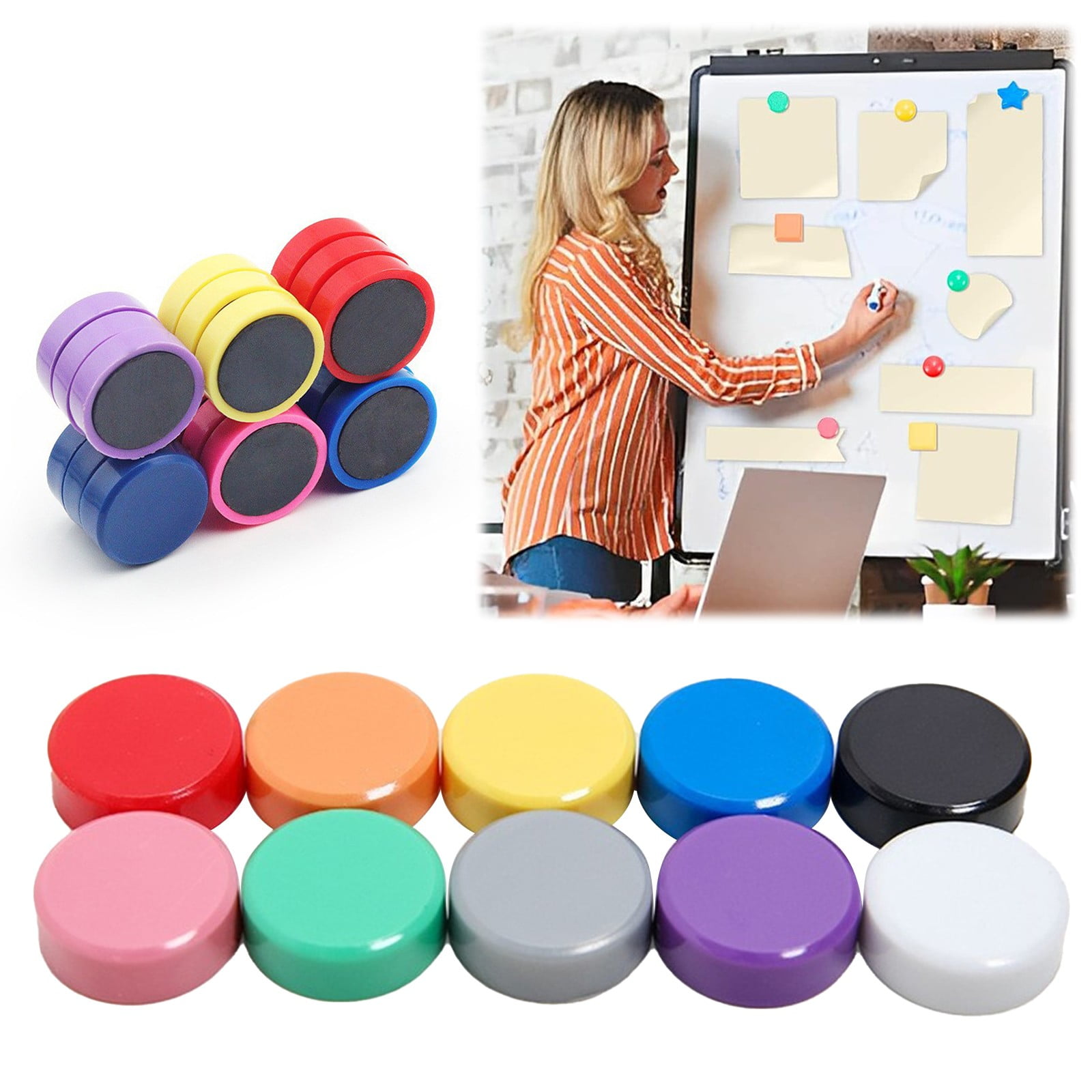Round Fridge Magnets, 6 Colors Strong Whiteboard Magnets For Office ...