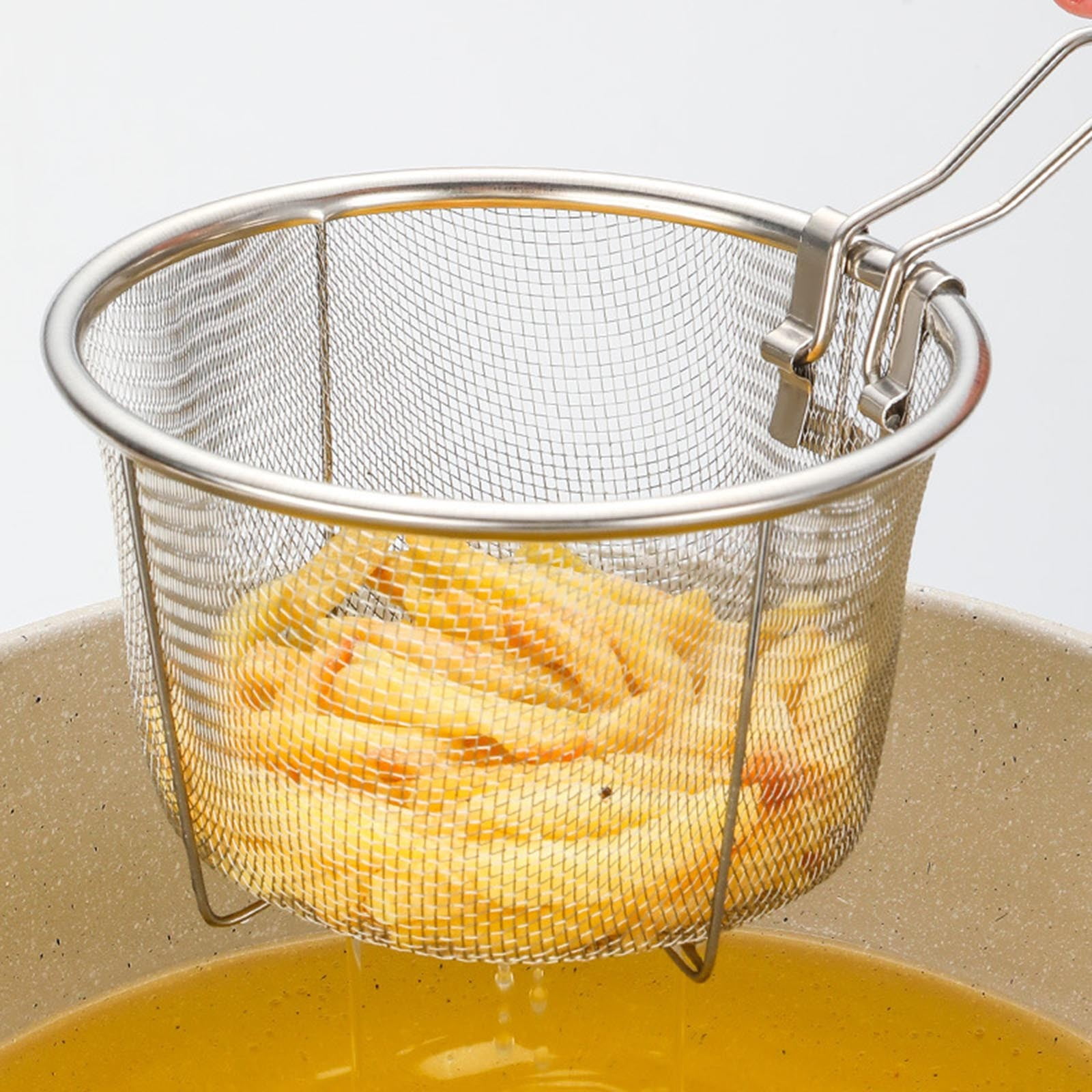 Round Fry Basket Stainless Steel Wire Mesh French Chip Deep Fry Basket ...