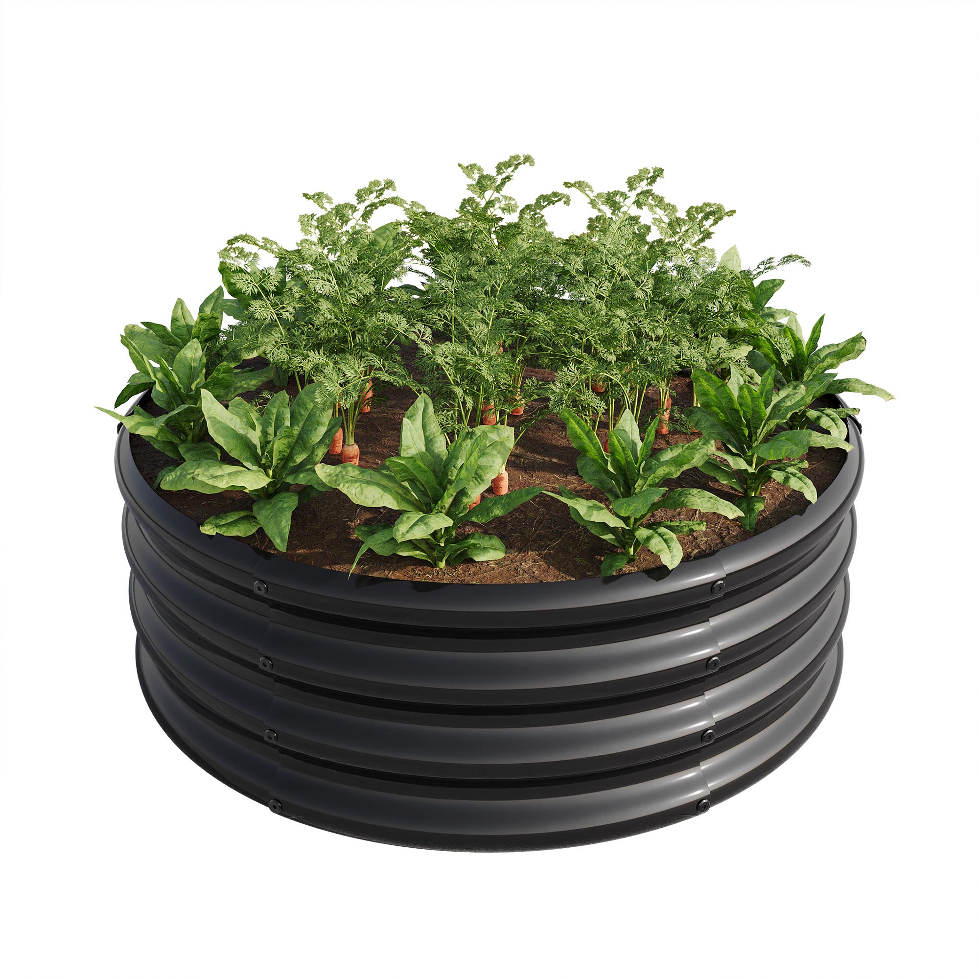 Round Galvanized Planter Garedn Box,32.08*11.4" Metal Raised Garden Bed ...