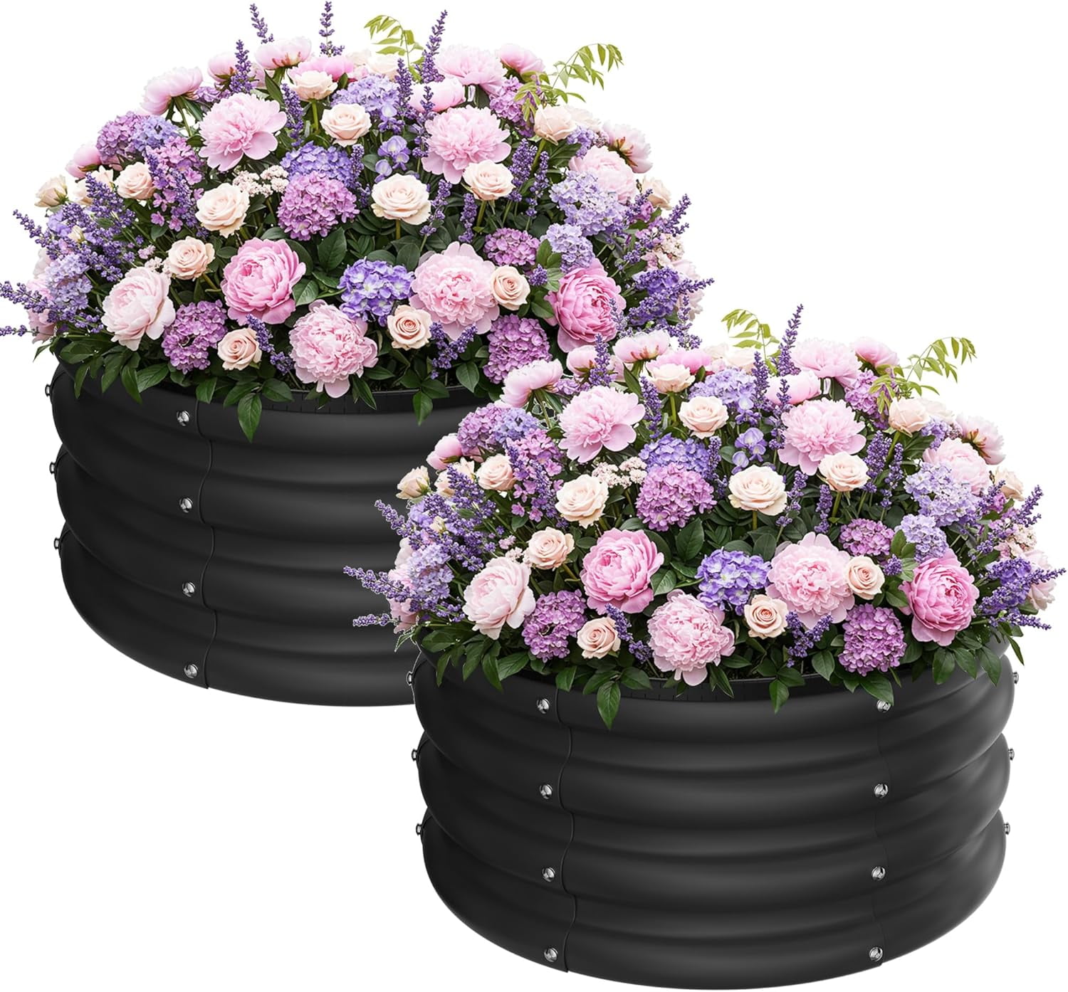 Round Galvanized Raised Garden Bed kit, Outdoor Garden Raised Planter ...
