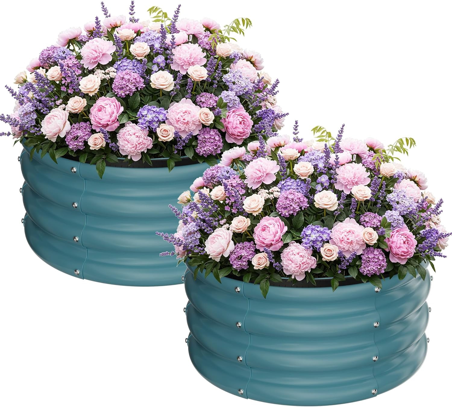 Round Galvanized Raised Garden Bed kit, Outdoor Garden Raised Planter Box, Round Large Metal ...