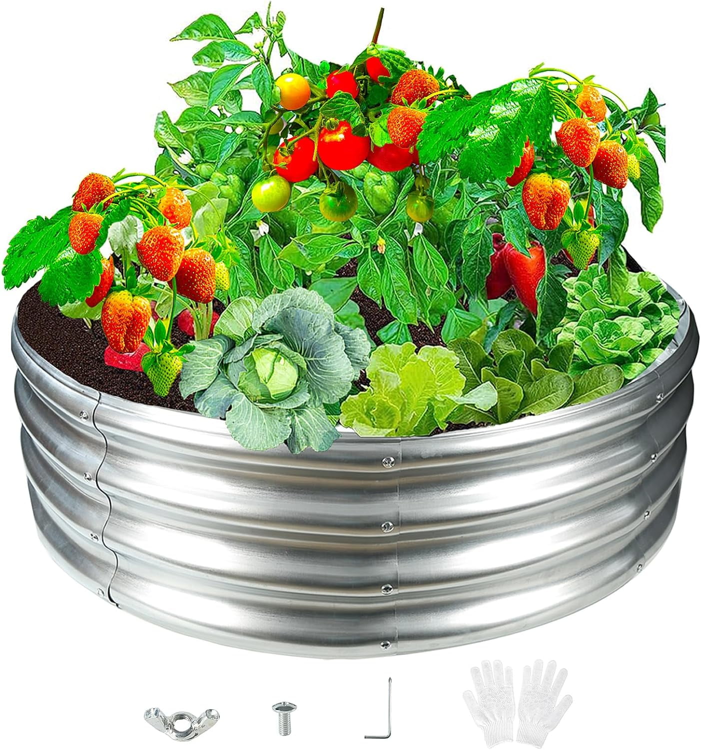 Round Galvanized Steel Raised Garden Bed for Planting,Round Galvanized ...