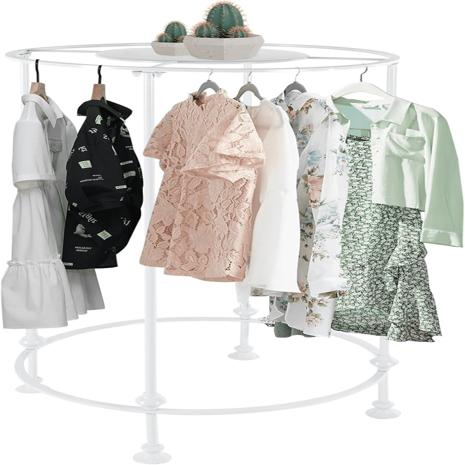 Round Garment Floor Standing Iron clothes Hanging with Topper Suitable ...