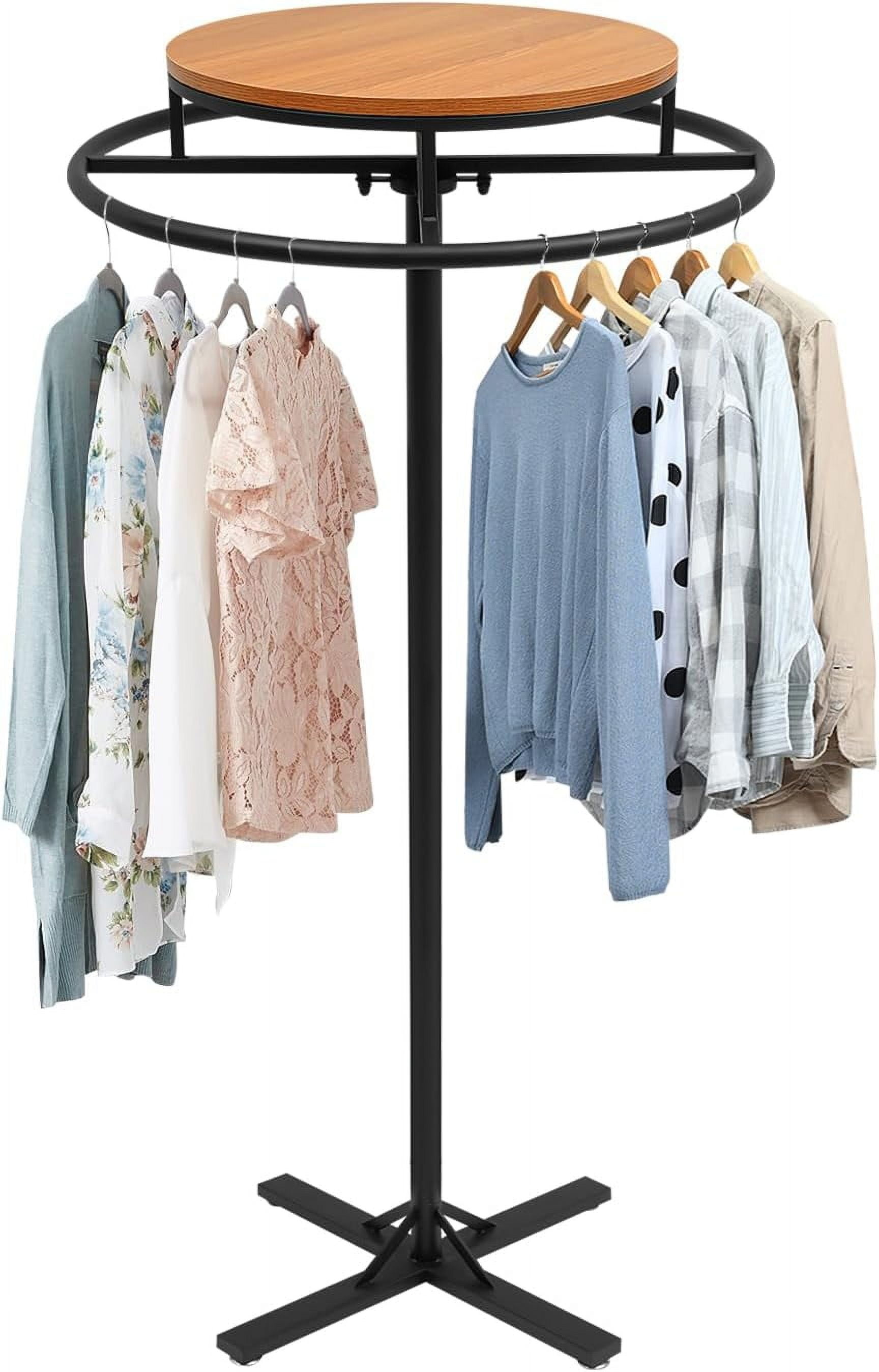 Round Garment Rack, 360° Rotatable Clothing Display Rack with Cross ...