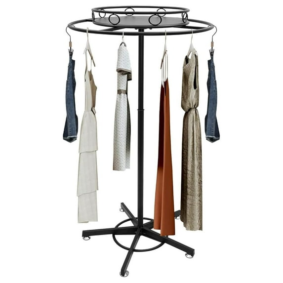Round Garment Rack, 360° Rotatable Floor Standing Clothing Rack ...
