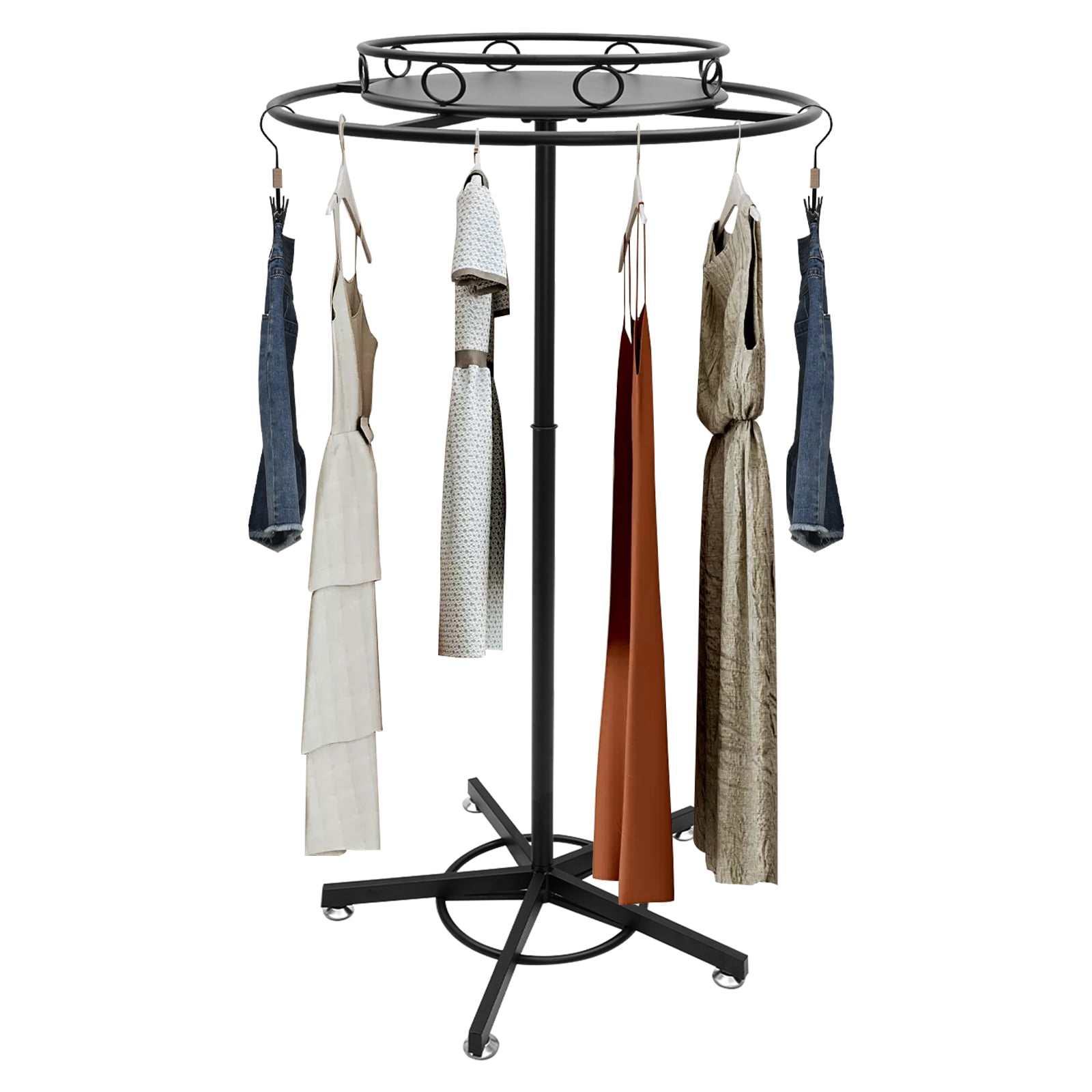 Round Garment Rack, 360°Rotation Floor Standing Rotatable Clothing Rack ...