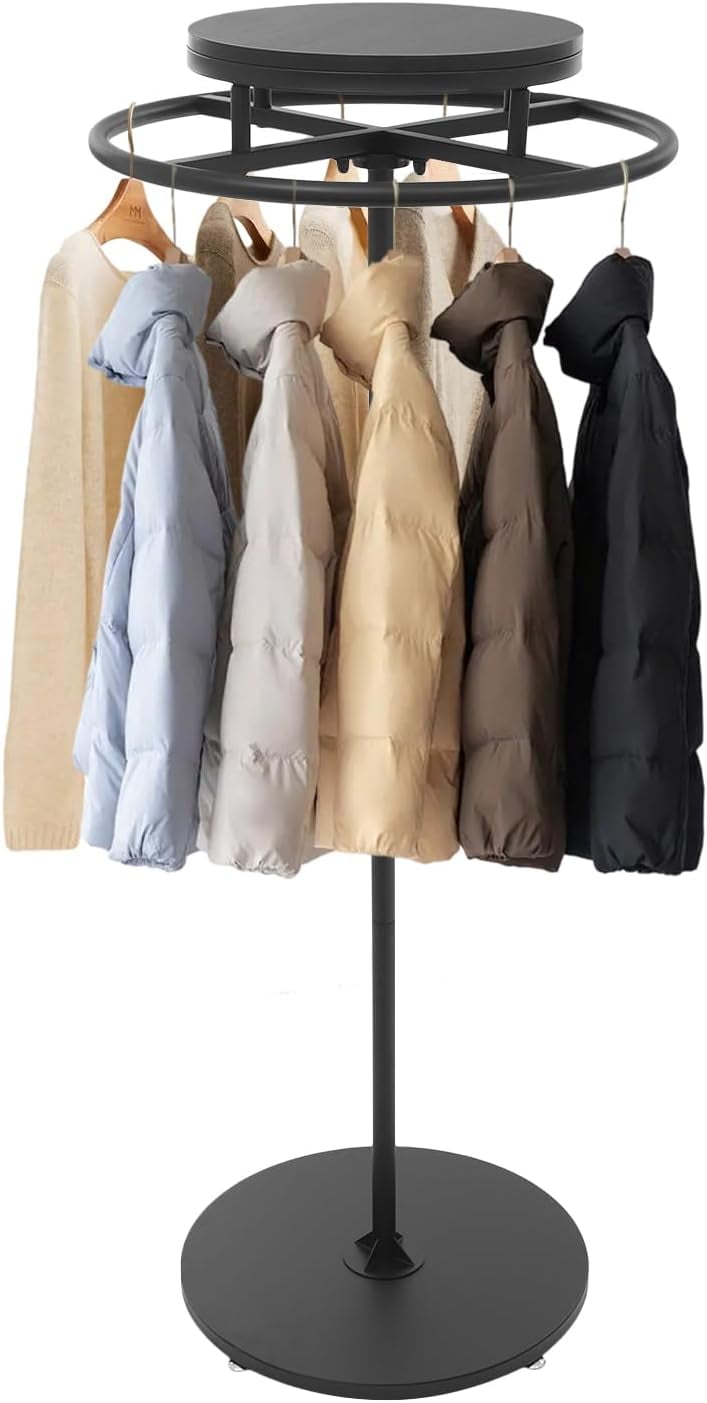 Round Garment Rack, Floor Standing Rotatable Clothing Rack,Iron Retail ...