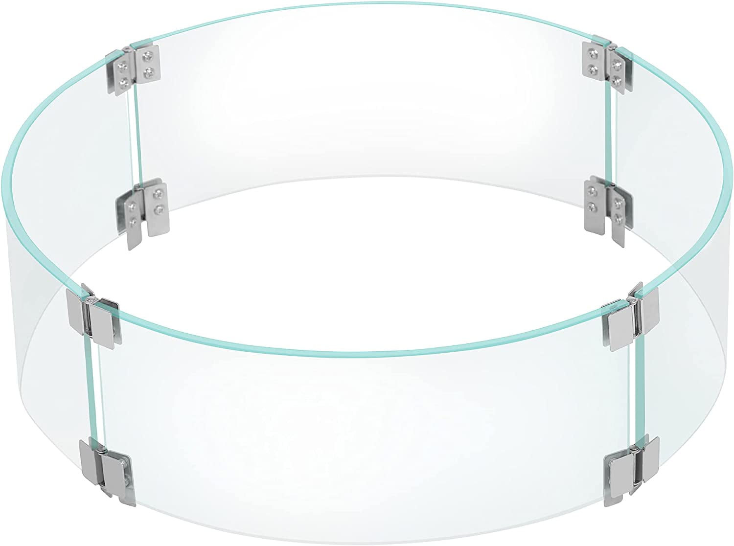 Round Gas Fire Pit Glass Wind Guard, Clear Tempered Glass Flame Shield ...