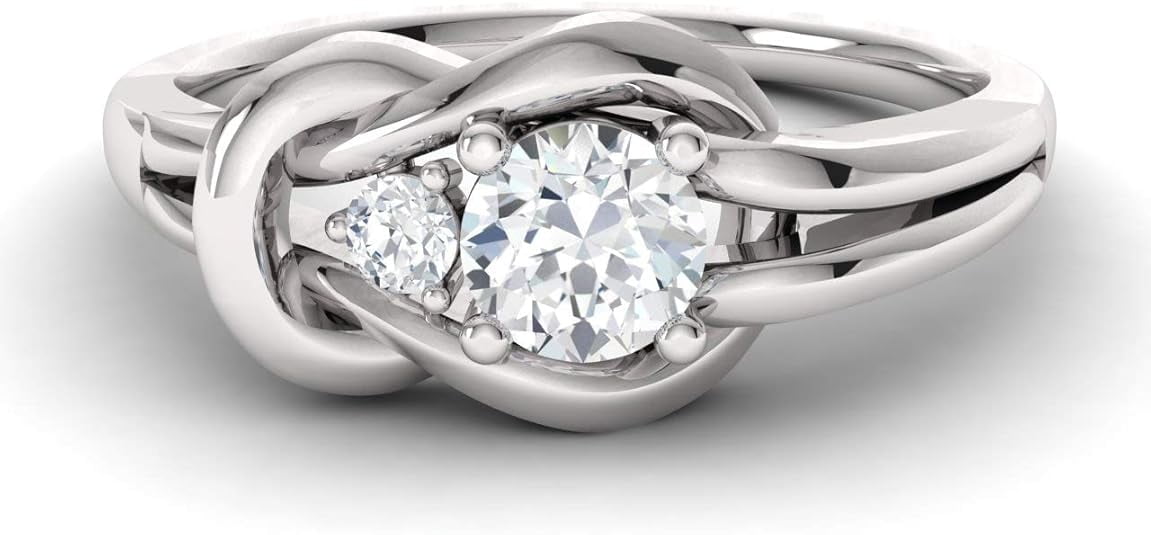 Round Gemstone Moissanite Diamond Ring Infinity Knot Engagement Ring ...