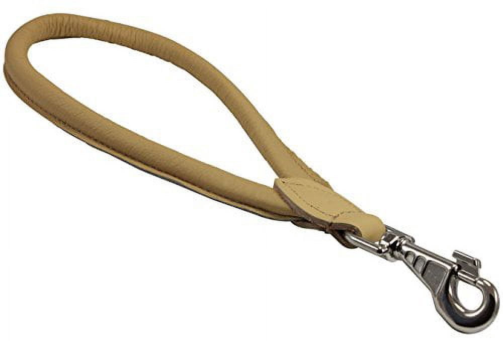 Round Genuine Rolled Leather Dog Short Traffic Leash 13" Long 1/2" Diam ...