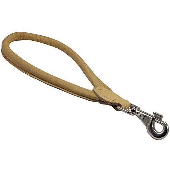 Round Genuine Rolled Leather Dog Short Traffic Leash 13" Long 1/2" Diam ...