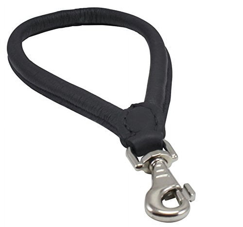 Round Genuine Rolled Leather Dog Short Traffic Leash 13" Long 1/2" Diam ...