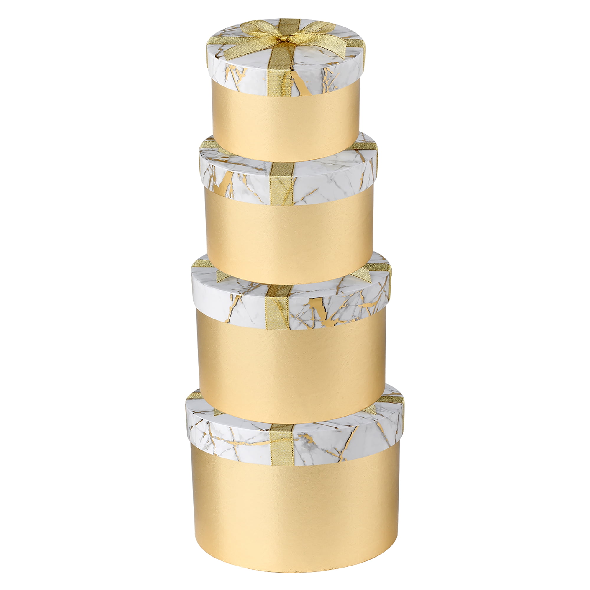 Round Gift Box Set Gold Color Gift Boxes for Presents in Assorted Sizes ...