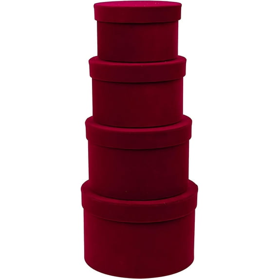 Walmart Large to Small Round Velvet Gift Boxes Set of 4, Red, Perfect ...