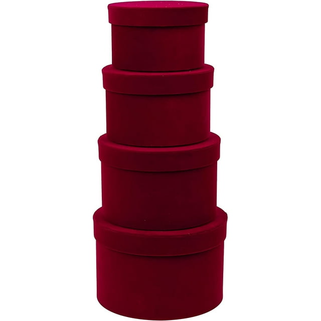 Walmart Large to Small Round Velvet Gift Boxes Set of 4, Red, Perfect ...