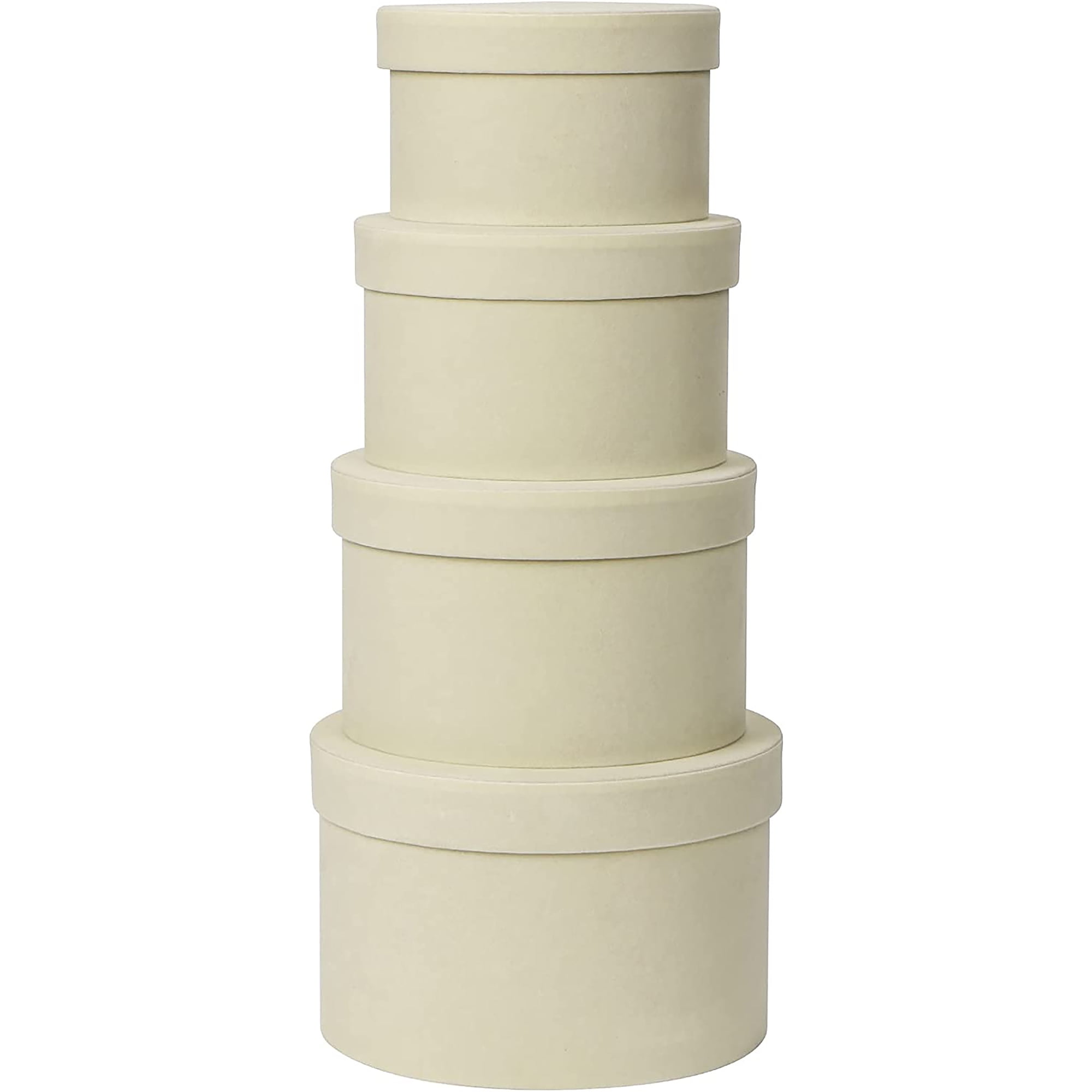 Walmart Velvet Round Gift Boxes with Lids, Set of 4, Nesting, White ...