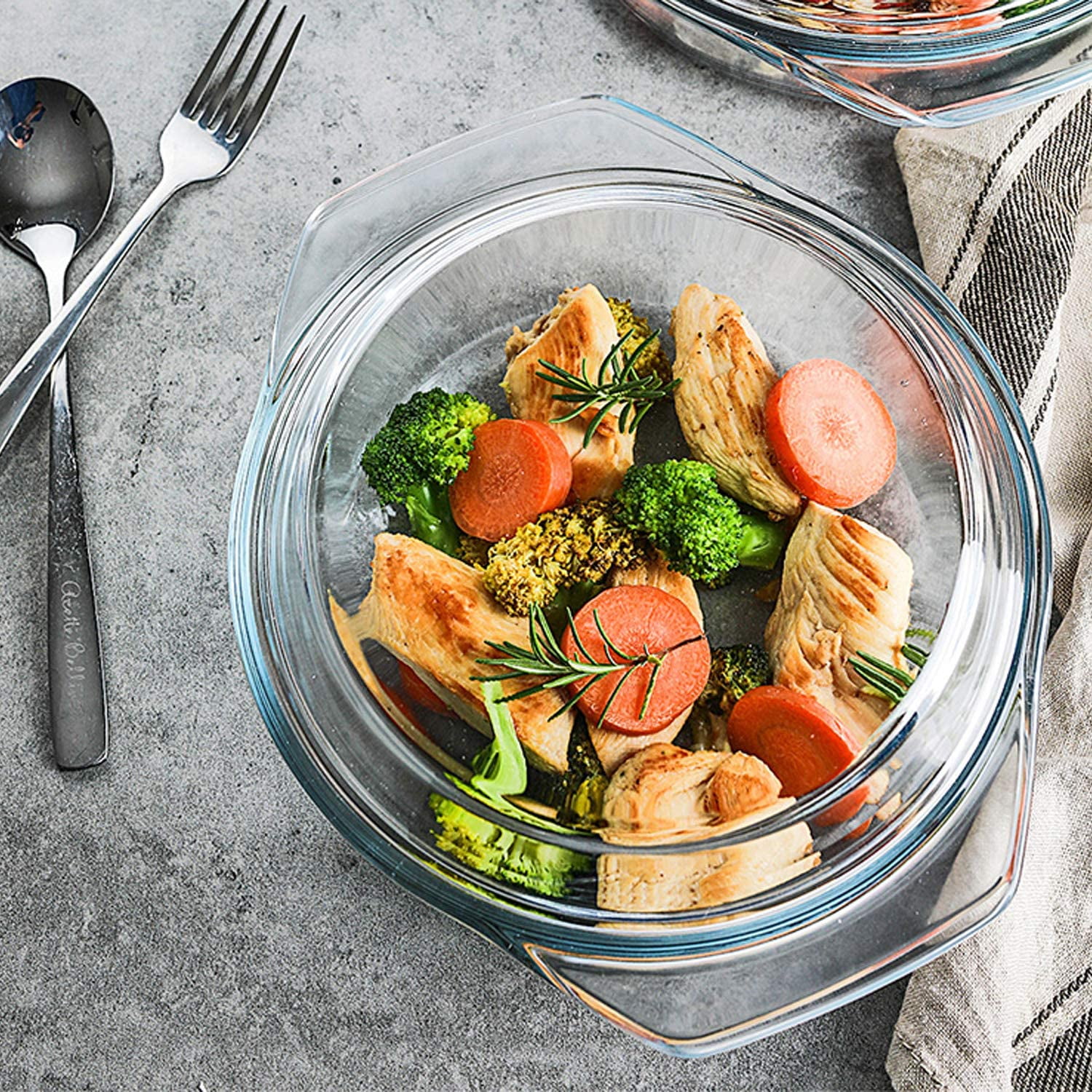 Clear Round Glass Casserole Dish with Lid - Microwave, Oven, Freezer ...
