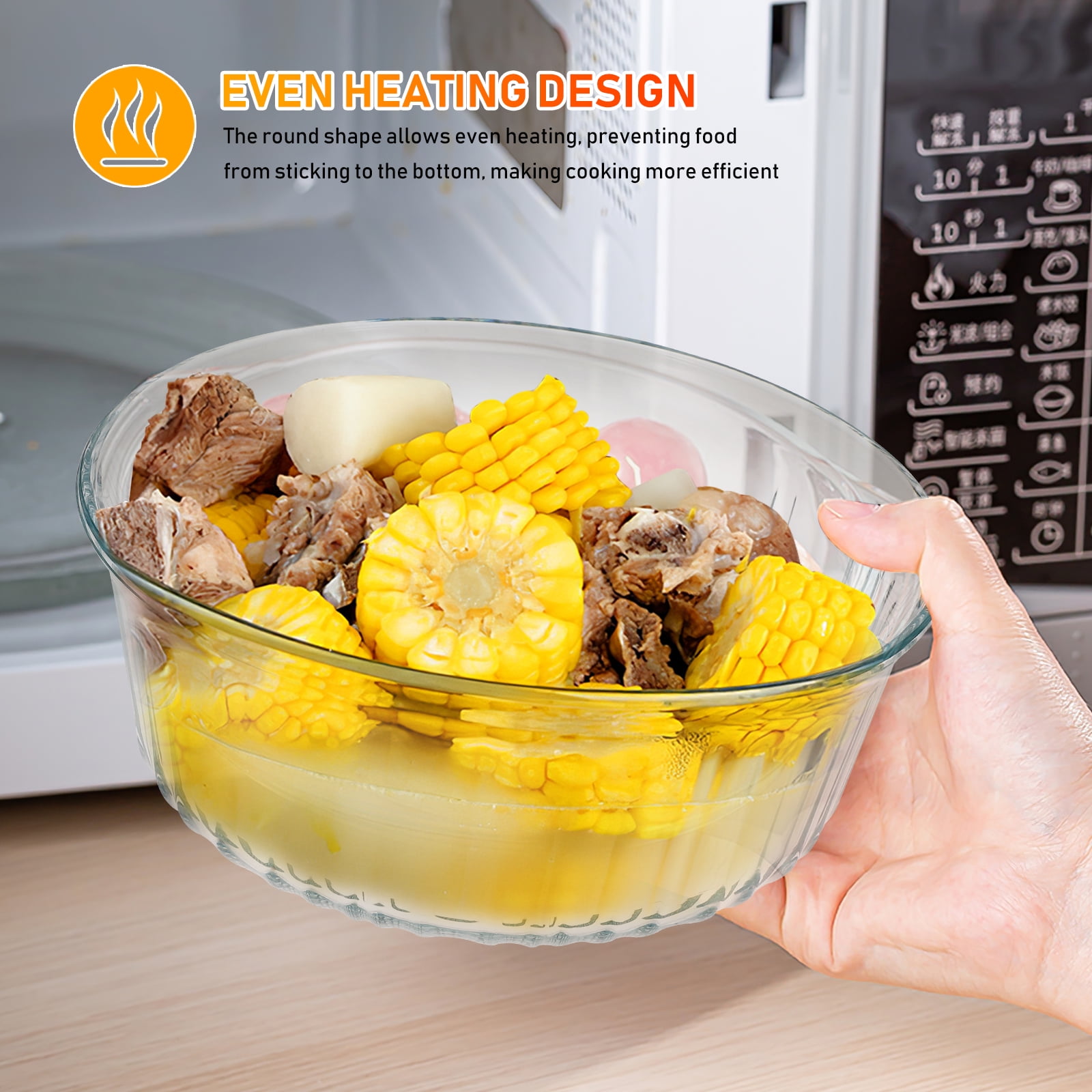 Round Glass Casserole Dish with Lid High Borosilicate Glass for Oven ...