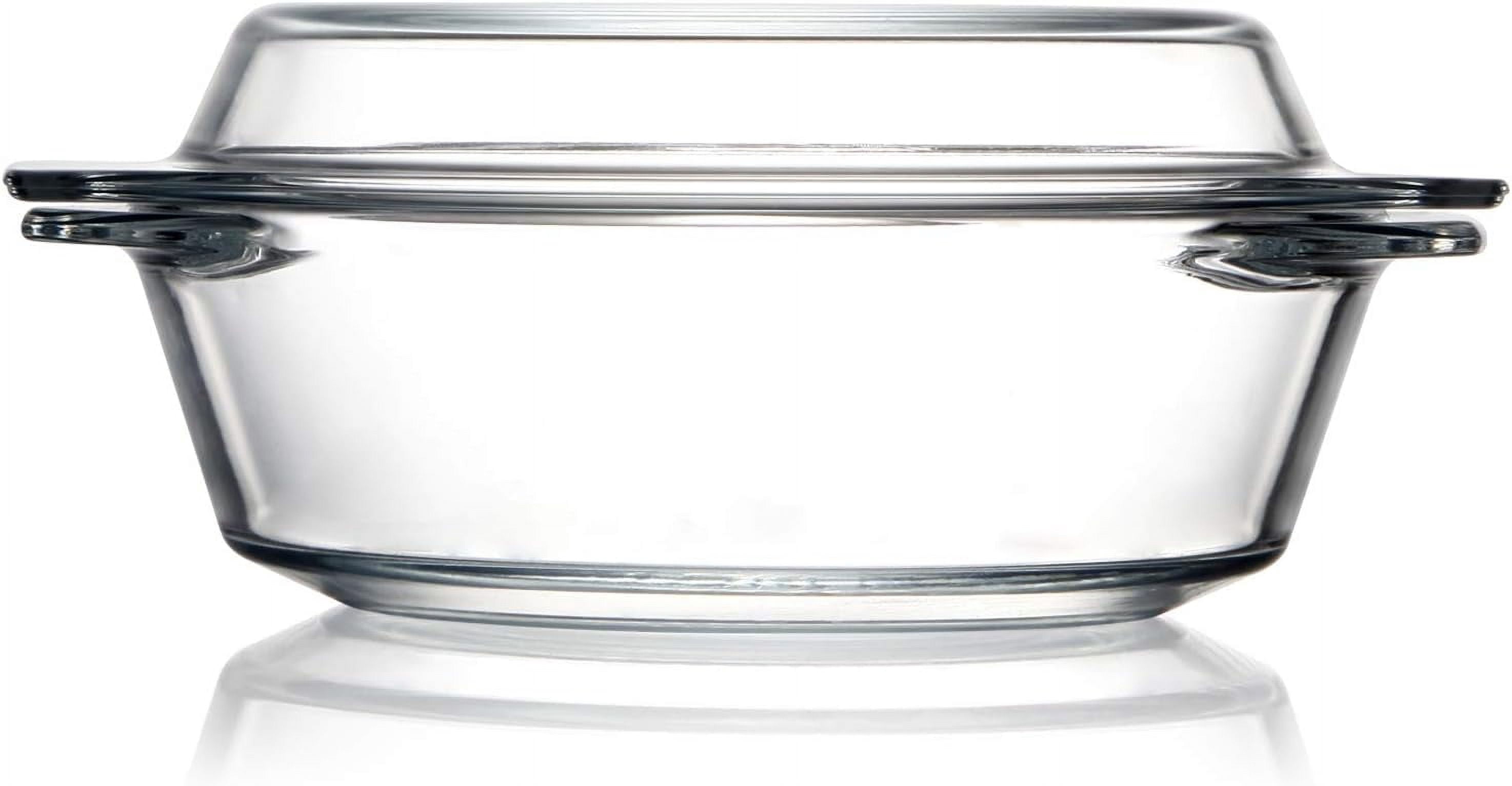 Round Glass Casserole With Glass Lid Covered Glass Bakeware Ovenware ...