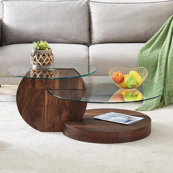 Round Glass Coffee Table, Modern Tempered Glass Coffee Tables for ...
