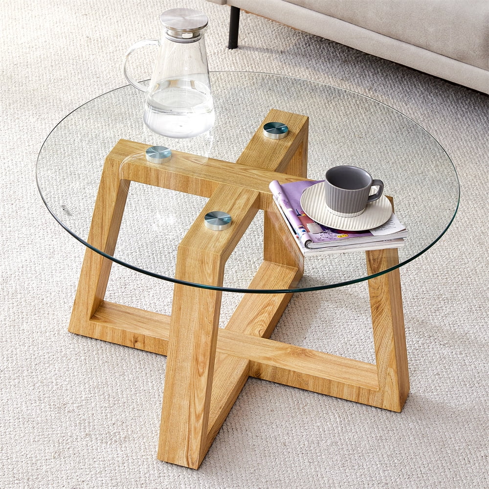 Round Glass Coffee Tables. Made of Transparent Tempered Glass Tabletop ...