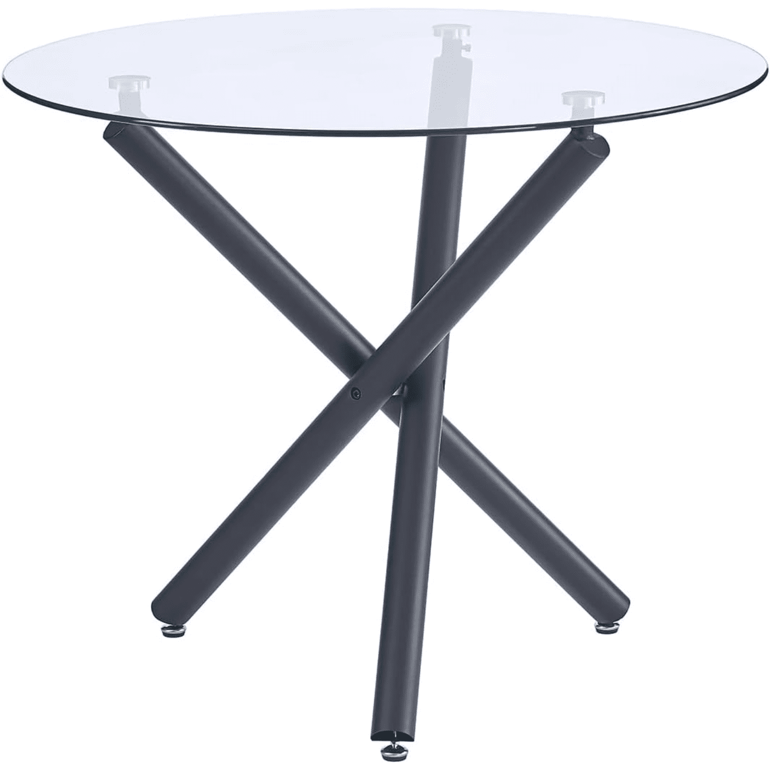 Round Glass Dining Table for 2-4 35.4" Glass Kitchen Table with Clear ...