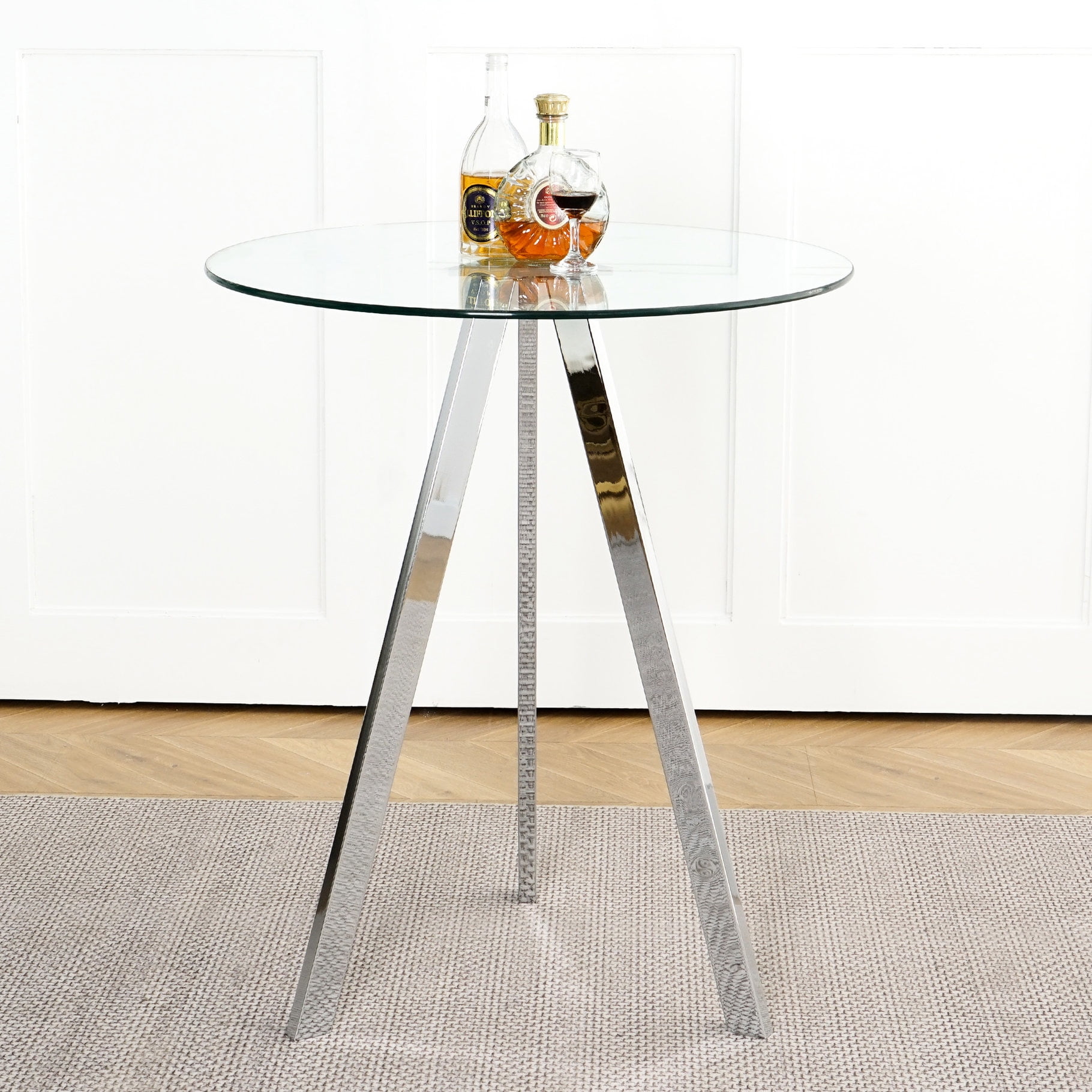 Round Glass Dining Table - Strong Base & Adjustable Feet - Multiple ...