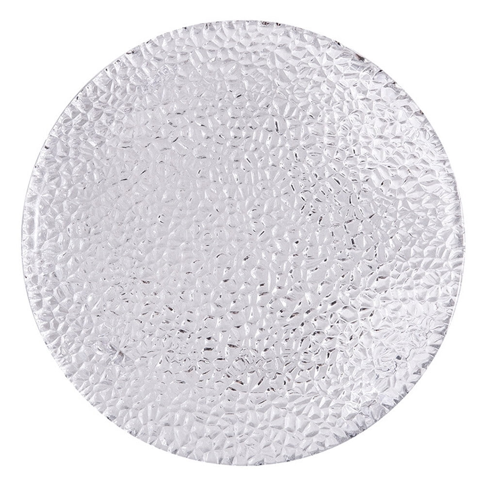 Round Glass Dinner Plate, Glass Harmmered Dish Clear Glass Plate Glass ...