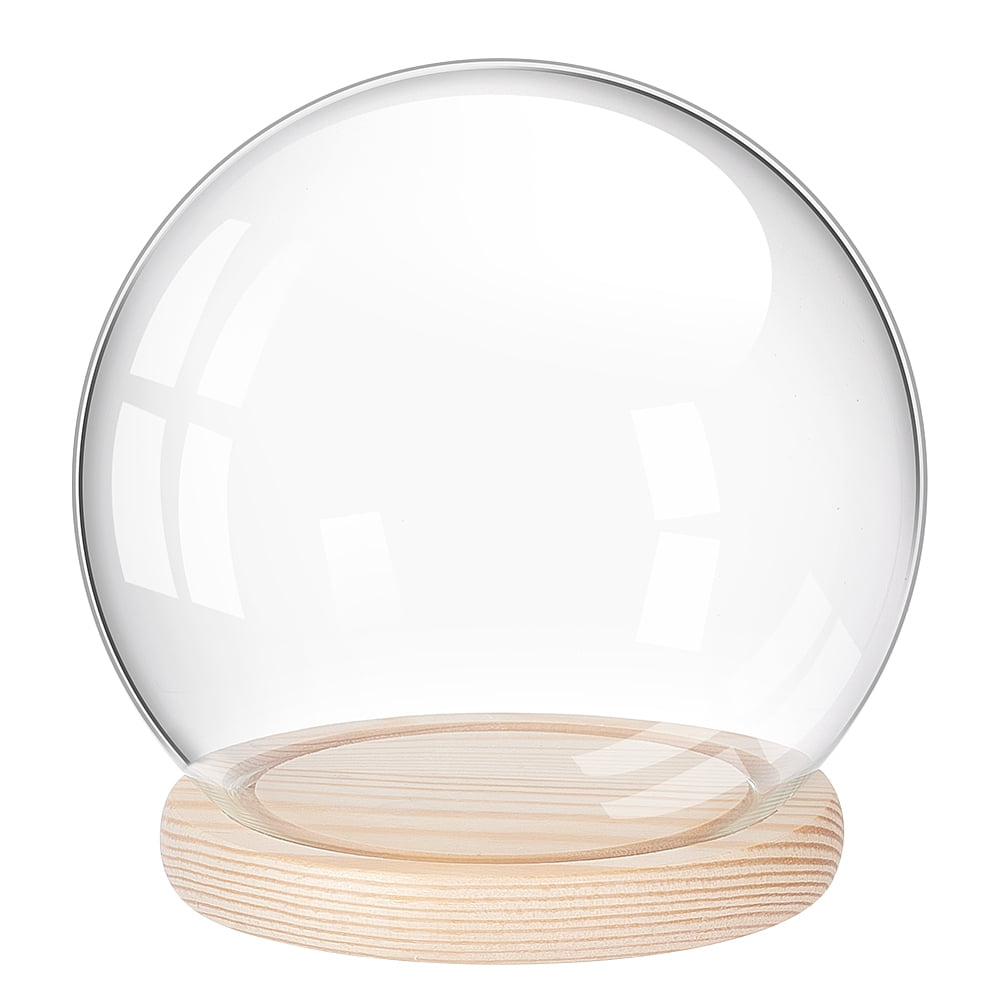 Round Glass Dome Cover Decorative Display Case Cloche Bell Jar ...