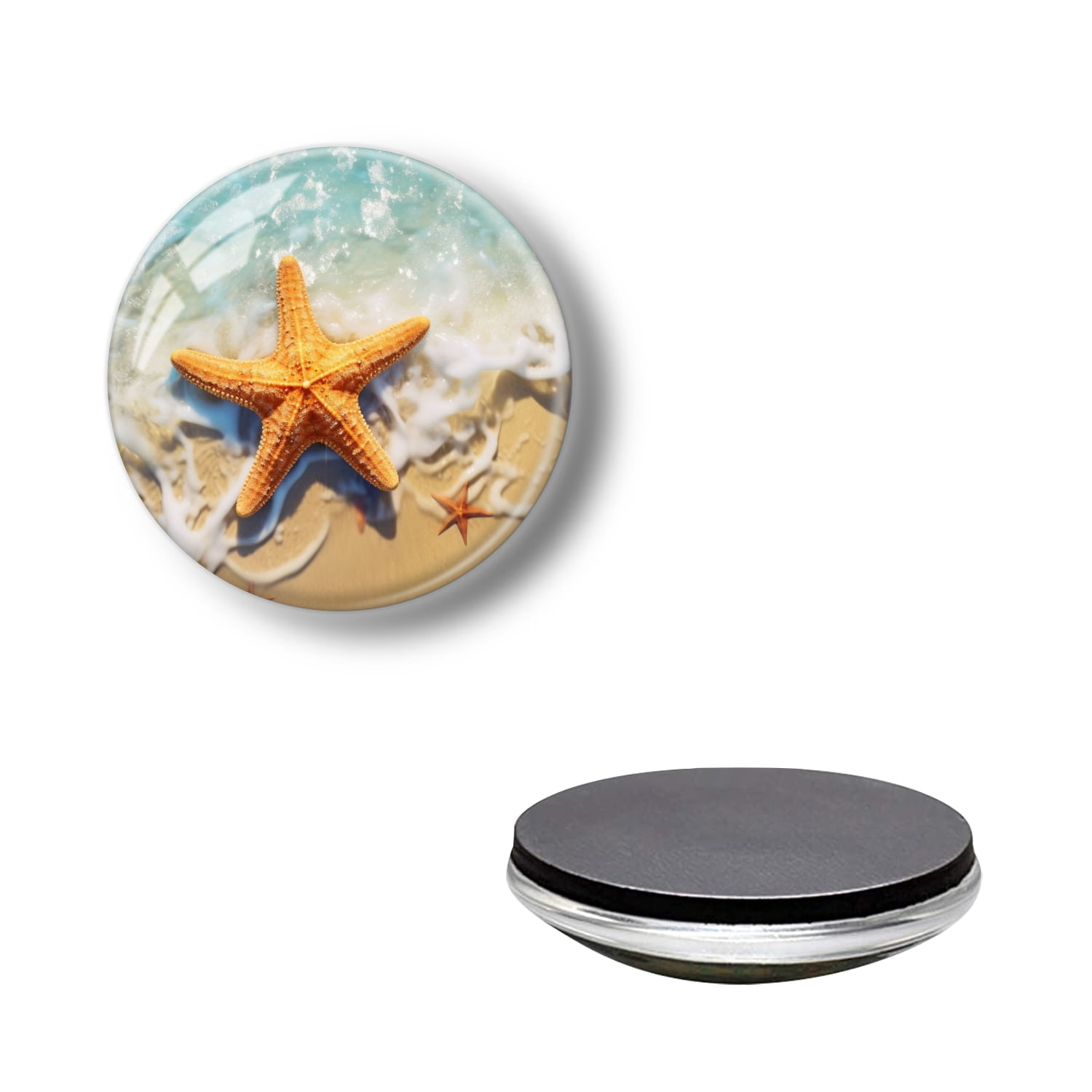 Round Glass Refrigerator Magnets for Fridge, Beautiful Starfish Strong ...