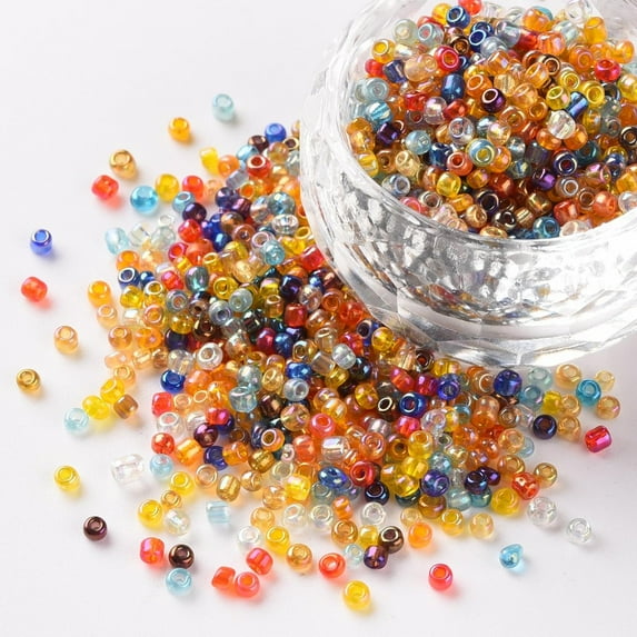 Round Glass Seed Beads Transparent Colours Rainbow Round Mixed Color ...