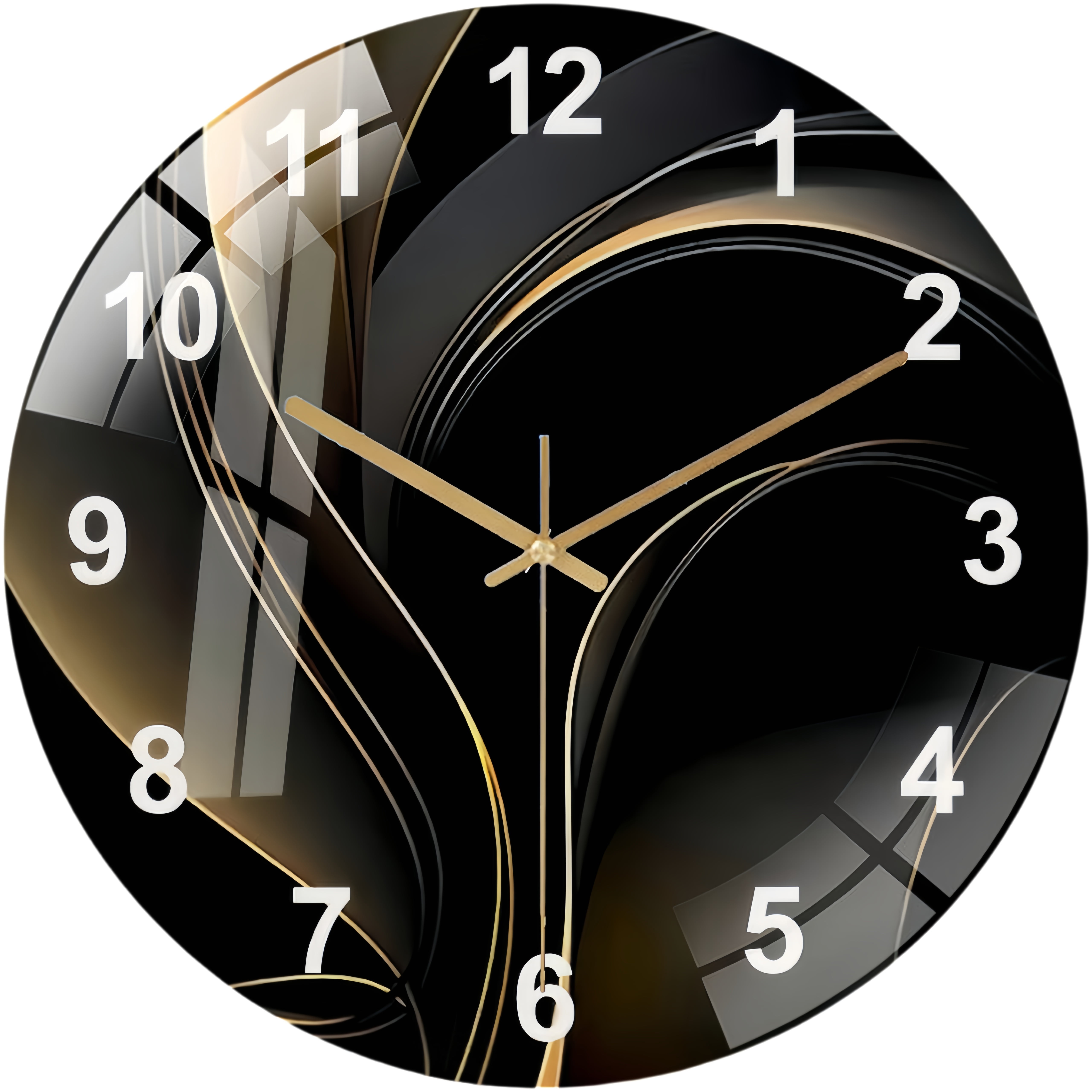 Round Glass Wall Clock, Glass Abstract Wall Clock Wall Art, Geometric ...