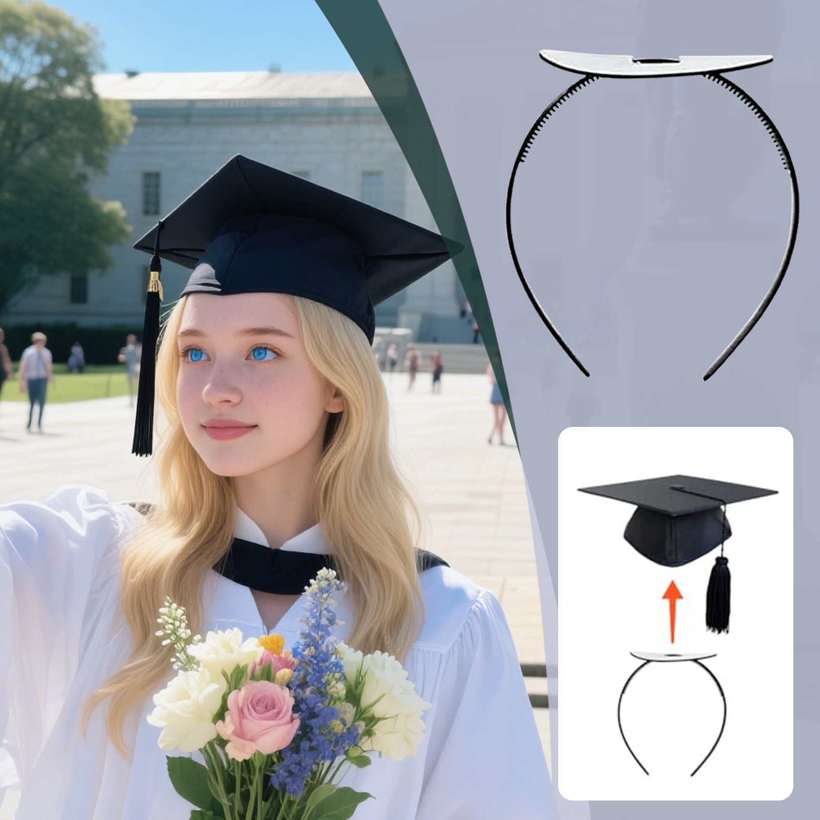 Round Graduation Cap Headband – Secure Your Grad Cap on Natural Hair ...
