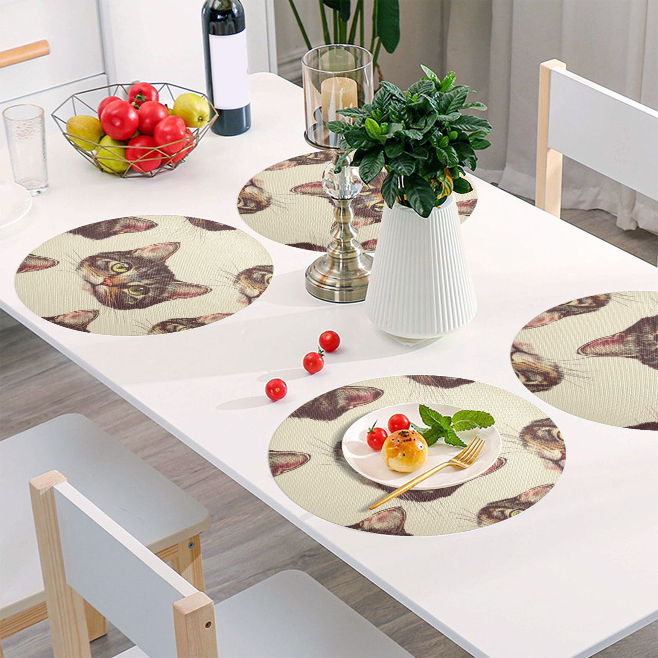 Round Grid Placemat ,One Sizex1, Round Placemat, PVC Plate Mat，15.4 ...