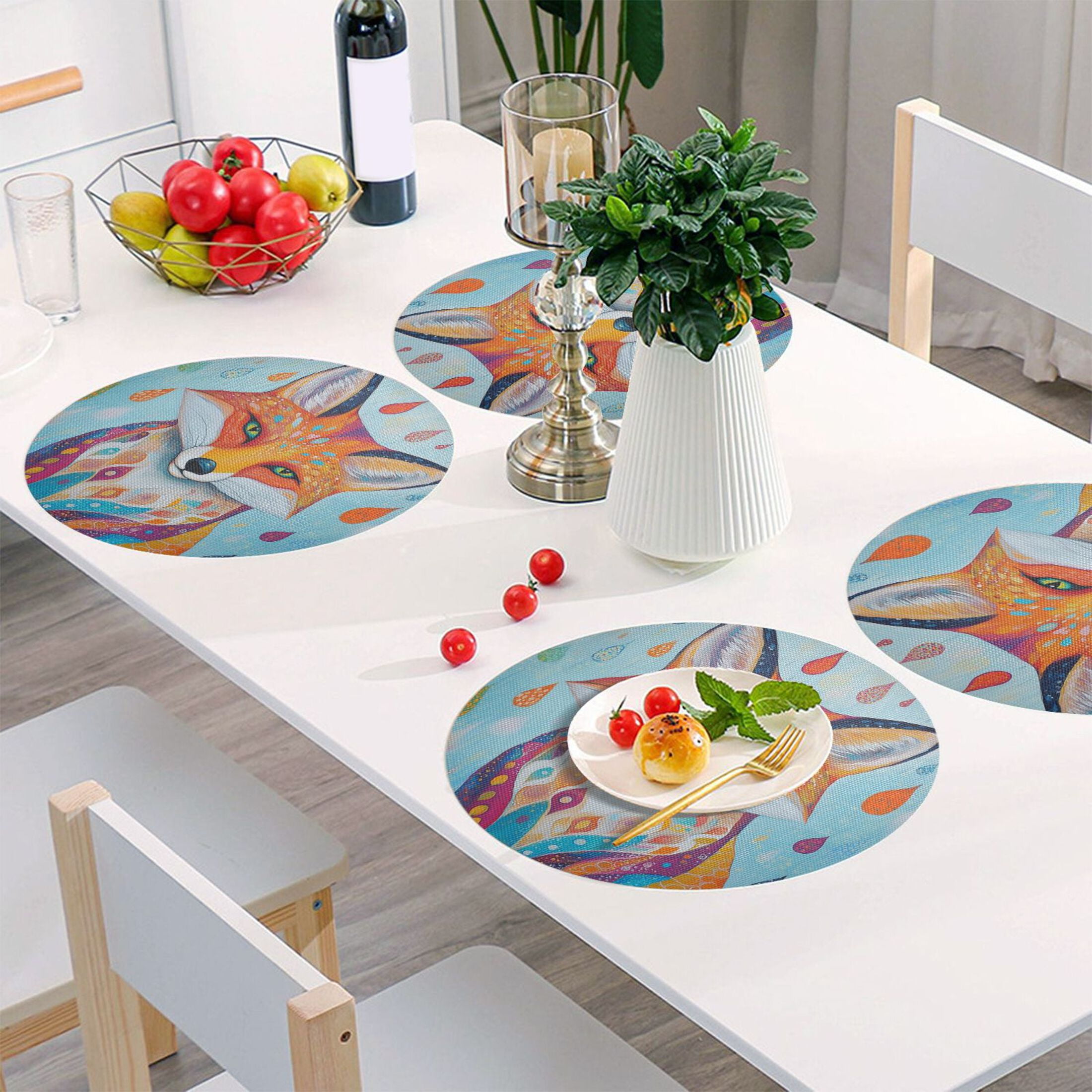 Round Grid Placemat ,One Sizex1, Round Placemat, PVC Plate Mat，15.4 ...