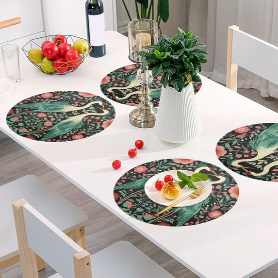 Round Grid Placemat ,One Sizex6, Round Placemat, PVC Plate Mat，15.4 ...