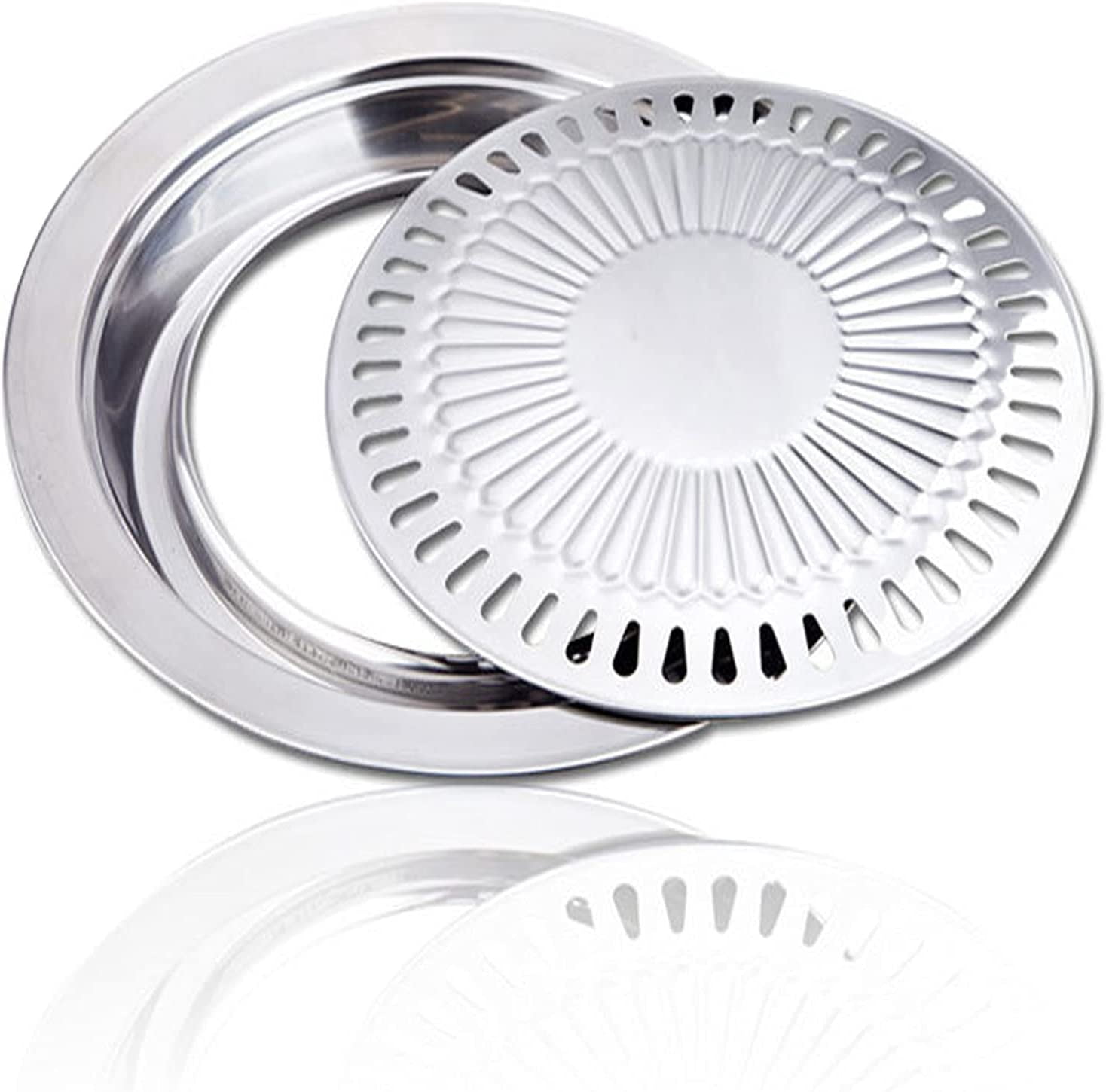 Round Grill Pan Korean Barbecue Grill Korean Barbecue Plate Stainless ...